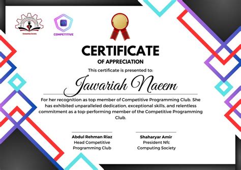 i got the certificate of appreciation for becoming top member of nfc