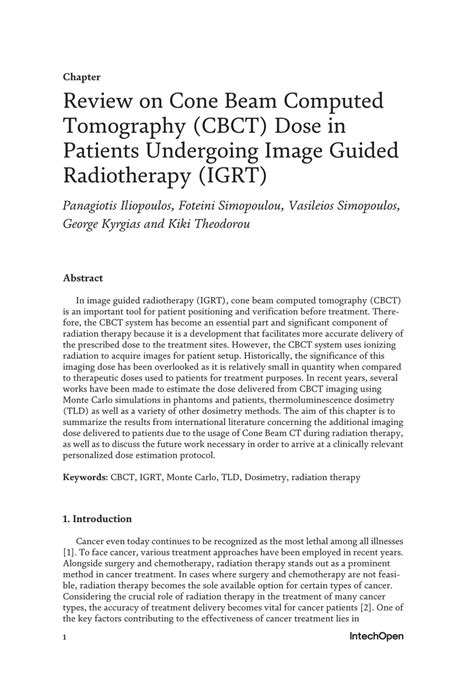 Pdf Review On Cone Beam Computed Tomography Cbct Dose In Patients Undergoing Image Guided
