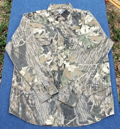 Jerzees Outdoors Mens Vintage Mossy Oak Camo Button Down Shirt M