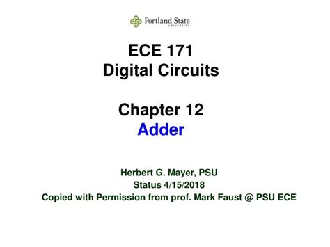Ppt Ece 171 Digital Circuits Chapter 12 Adder Powerpoint Presentation Id9473294
