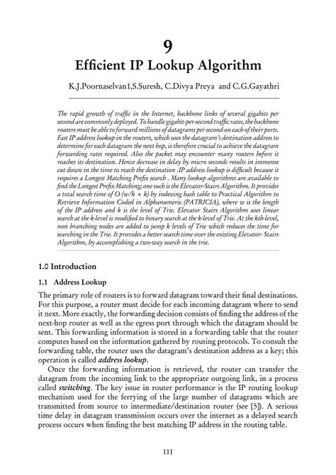 Efficient Ip Lookup Algorithm