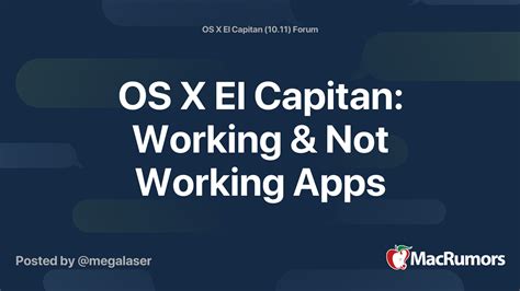 Os X El Capitan Working And Not Working Apps Macrumors Forums