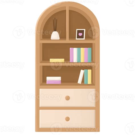 Bookcase Bookshelf Minimal Cute Cartoon 53538919 Png
