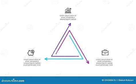 vector outline triangle infographic cycle diagram with 3 options steps parts or processes