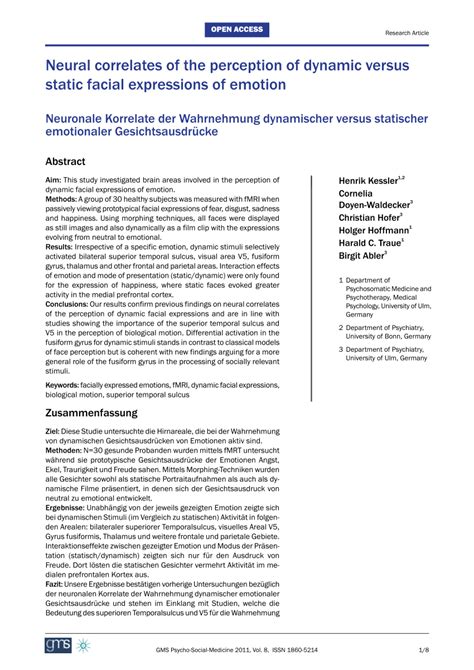 Pdf Neural Correlates Of The Perception Of Dynamic Versus Static
