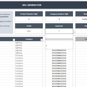 SKU Generator Excel Template SKU Barcode Generator SKU Creator Sku Number Maker Sku