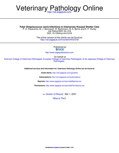 Pdf Fatal Streptococcus Canis Infections In Intensively Housed