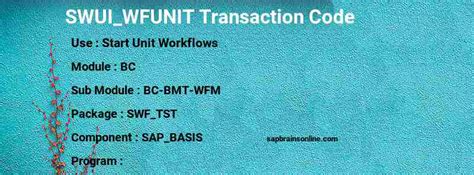 SWUI WFUNIT SAP Tcode For Start Unit Workflows
