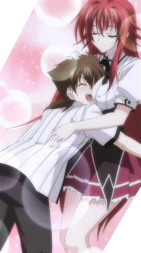 Two Anime Characters Hugging Each Other With Bubbles In The Background And Pink Lights Behind Them