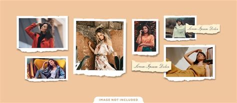 사진 또는 사진 프레임 콜라주 만화 페이지 격자 레이아웃 추상 사진 프레임 및 디지털 사진 벽 템플릿 프리미엄 벡터