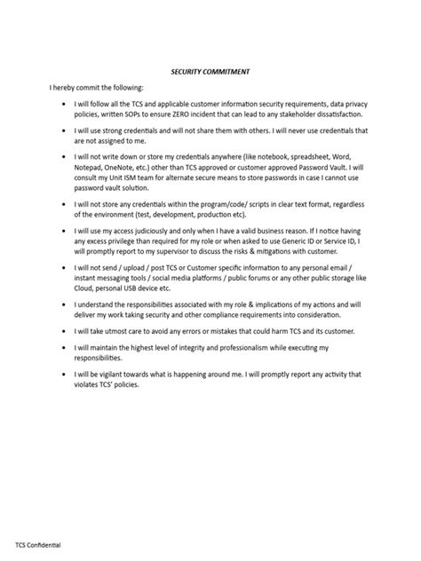 Security Commitment Pdf