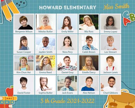 School Class Photo Template 8x10 Photoshop File Instant Download Etsy