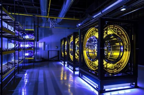 Modern Data Center With Server Racks And Glowing Lights Premium Ai Generated Image