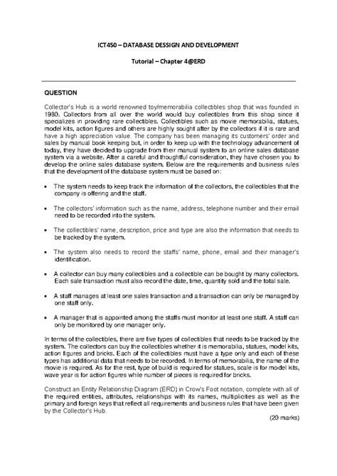 Ict450 Tutorial Erd Solutions Ict45 0 Database Dessign And