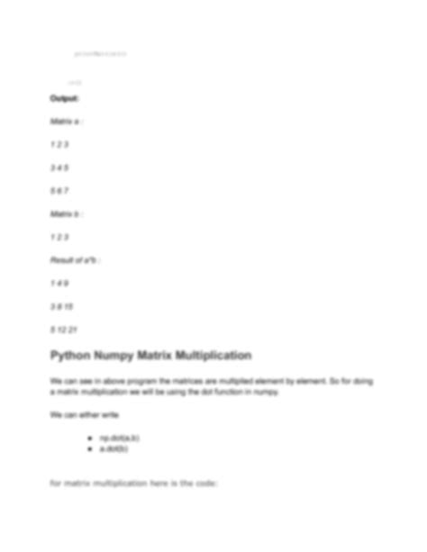 Solution Python Numpy Matrix Multiplication Studypool