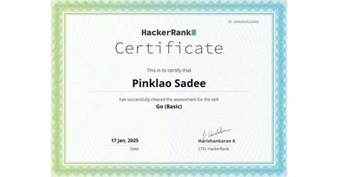 Pinklao Sadee On Linkedin Hackerrank Skill Certificate