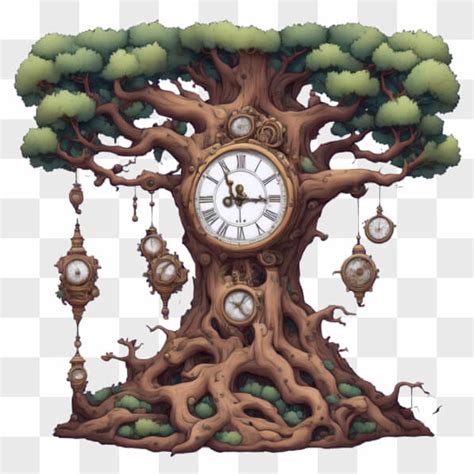 Download Whimsical Tree Clock Design Cartoons Online Creative Fabrica