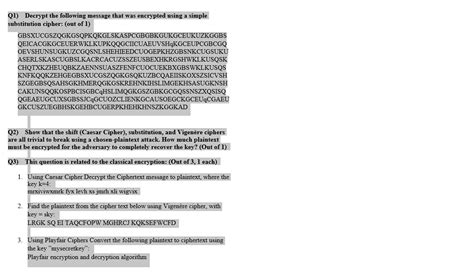 Solved Q1 Decrypt The Following Message That Was Encrypted