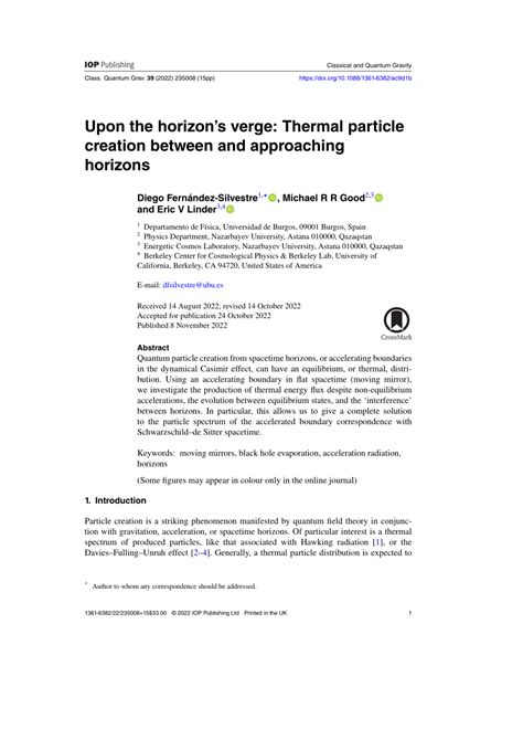 Upon The Horizons Verge Thermal Particle Creation Between And