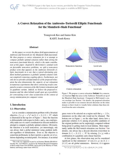 Kee A Convex Relaxation 2014 Cvpr Paper Pdf Mathematical Optimization Mathematical Analysis