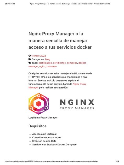 Nginx Proxy Manager Con Servicios Docker Pdf Servidor Proxy Sistema De Nombres De Dominio