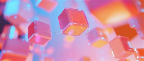 Multi Dimensional Data Cubes Rotating In An Abstract Digital Background