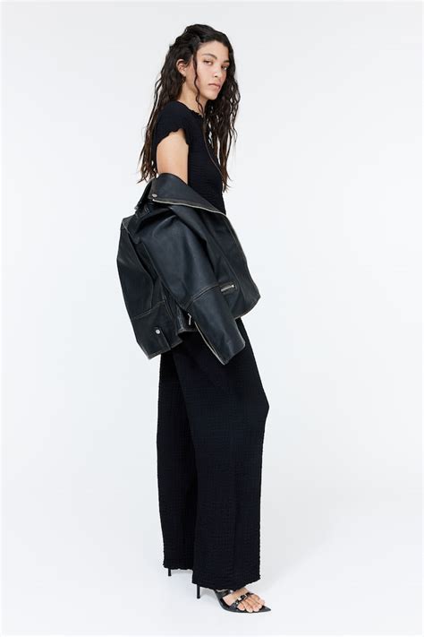 크링클 와이드 팬츠 블랙 여성 Handm Kr 크링클 와이드 팬츠 블랙 여성 Handm Kr