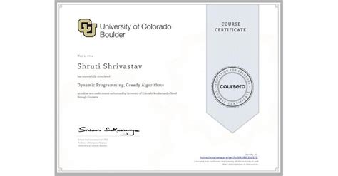 Shruti Shrivastav On Linkedin Completion Certificate For Dynamic Programming Greedy Algorithms