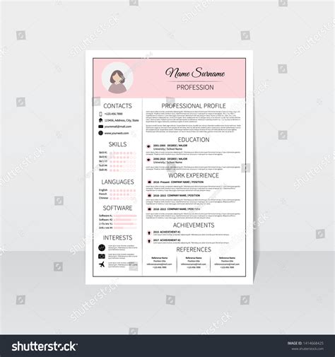 Resume Template Women Modern Cv Layout Stock Vector Royalty Free Shutterstock