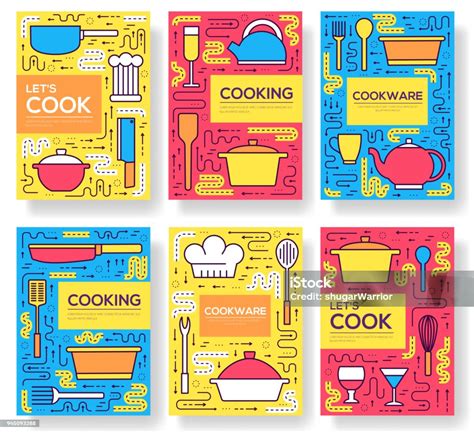프리미엄 품질 조리 벡터 브로셔 카드 얇은 라인 세트 Flyear 잡지 포스터 책 표지 배너의 주방 테이블 선형 템플릿 요리 집에서 개요 현대 페이지 레이아웃 0명에 대한