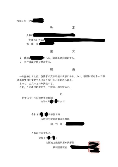 破産手続開始・廃止決定｜自己破産・個人再生・借金減額なら大阪借金整理相談所【天馬司法書士事務所】