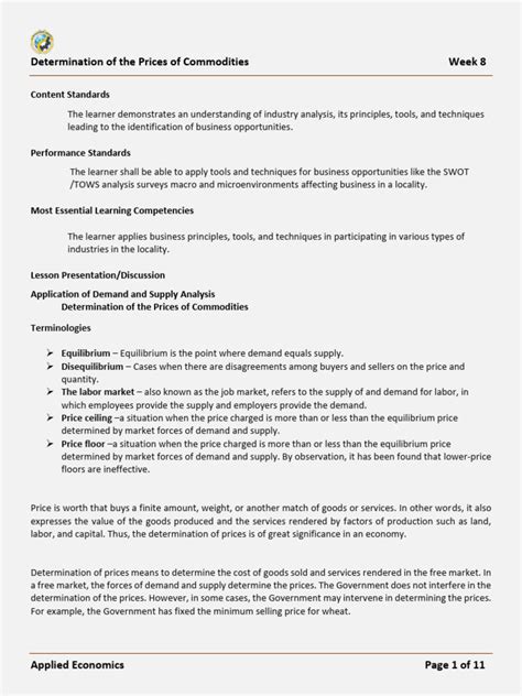 Week 8 Module 1 Pdf Supply And Demand Economic Equilibrium