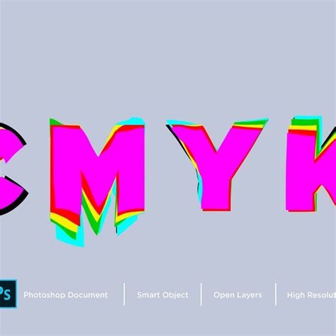 CMYK Text Effect Design Photoshop Layer Style Effect Illustration