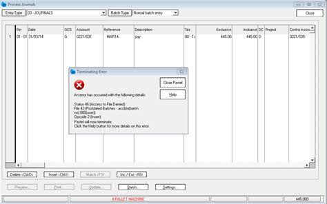 windows 7 pastel 12 journals terminating error status 46 super user