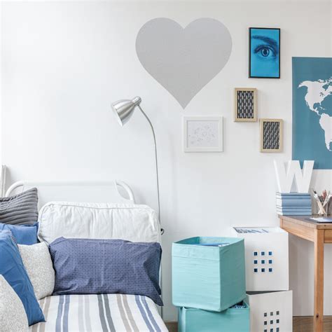 Large Metallic Silver Or Gold Heart Vinyl Wall Decal