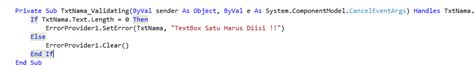 Validasi Textbox Dengan Error Provider Vbnet ~ Perasasti Ilmu
