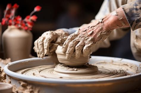 Premium Ai Image Closeup Older Man Sculptor Creates Sculpture Clay Raw Potter Or Raw Ceramic