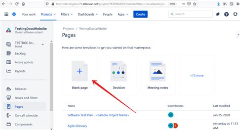 Create Confluence Page TestingDocs