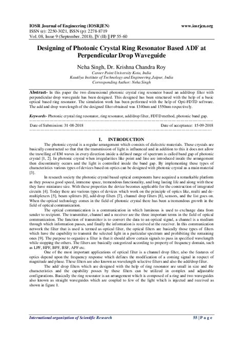 Pdf Designing Of Photonic Crystal Ring Resonator Based Adf At