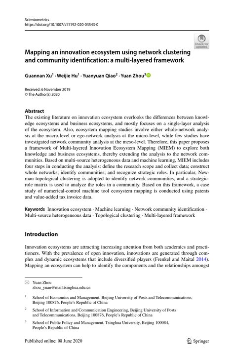 Pdf Mapping An Innovation Ecosystem Using Network Clustering And