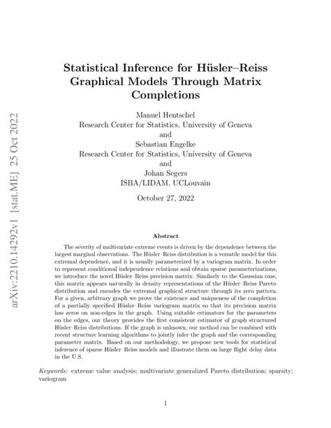 Statistical Inference For H Sler Reiss Graphical Models Through Matrix