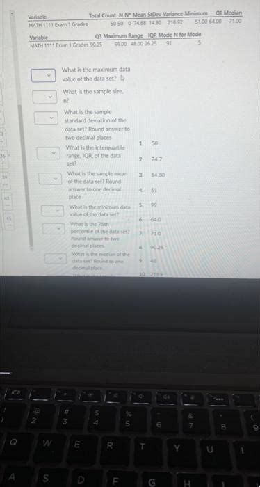 Solved What Is The Maximum Data Value Of The Data Set What
