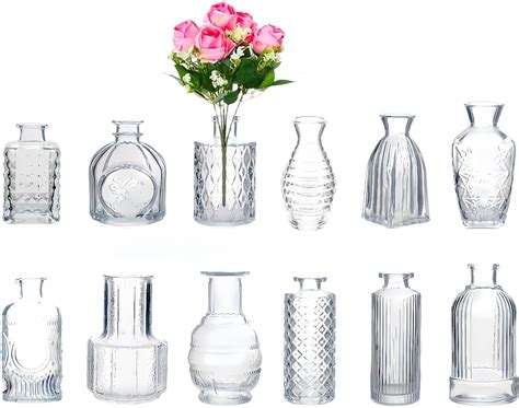Brajttt Glass Bud Vase Set Of 18glass Vintage Vases For