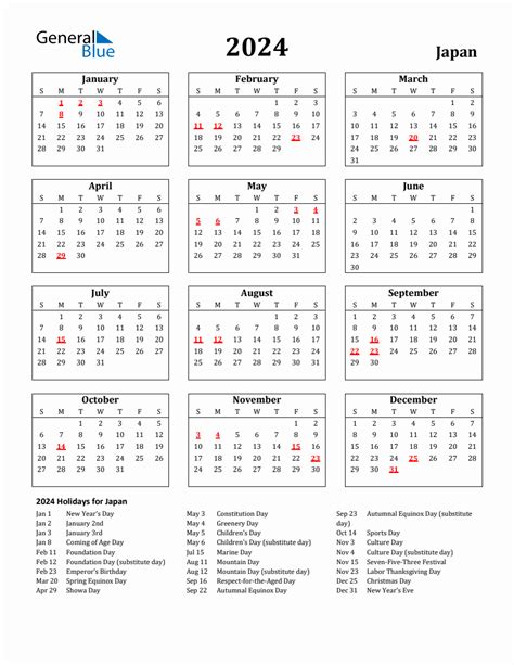 Free Printable 2024 Japan Holiday Calendar