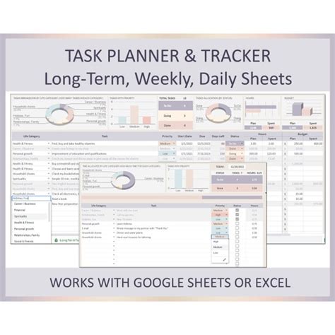 Task Manager Tracker Excel Etsy
