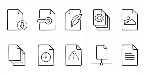 A Set Of 10 File Icons As Download Keywork Compose In Black Line Color 65403377 Vector Art At