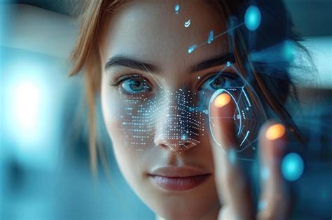 Premium Photo Face Recognition Biometric Verification For The Safety Of A Young Entrepreneur