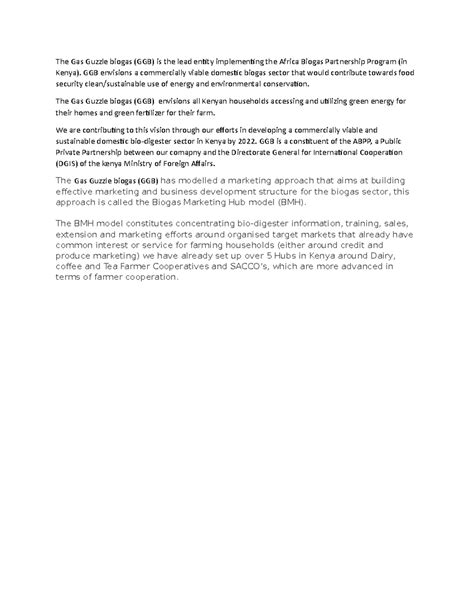 The Gas Guzzle Biogas Business Plan The Gas Guzzle Biogas Ggb Is