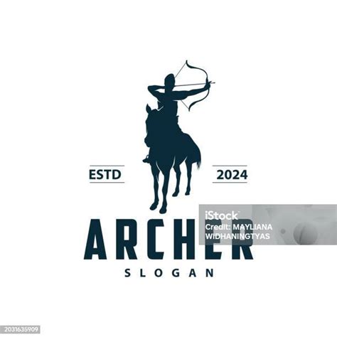 궁수 로고 벡터 실루엣 전사 양궁 간단한 디자인 활과 화살 템플릿 그림 검은색에 대한 스톡 벡터 아트 및 기타 이미지 검은색 겨냥 고대의 Istock