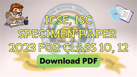 ISC ICSE Specimen Paper CISCE Sample Paper Download PDF